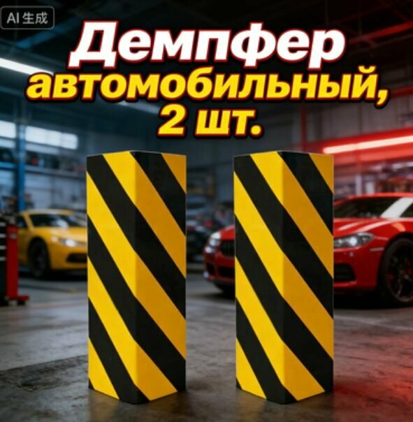 Угловой демпфер для стен 40×15×1,5 см, 2 шт — автомобильный отбойник жёлто-чёрный для гаража, парковки и тоннеля