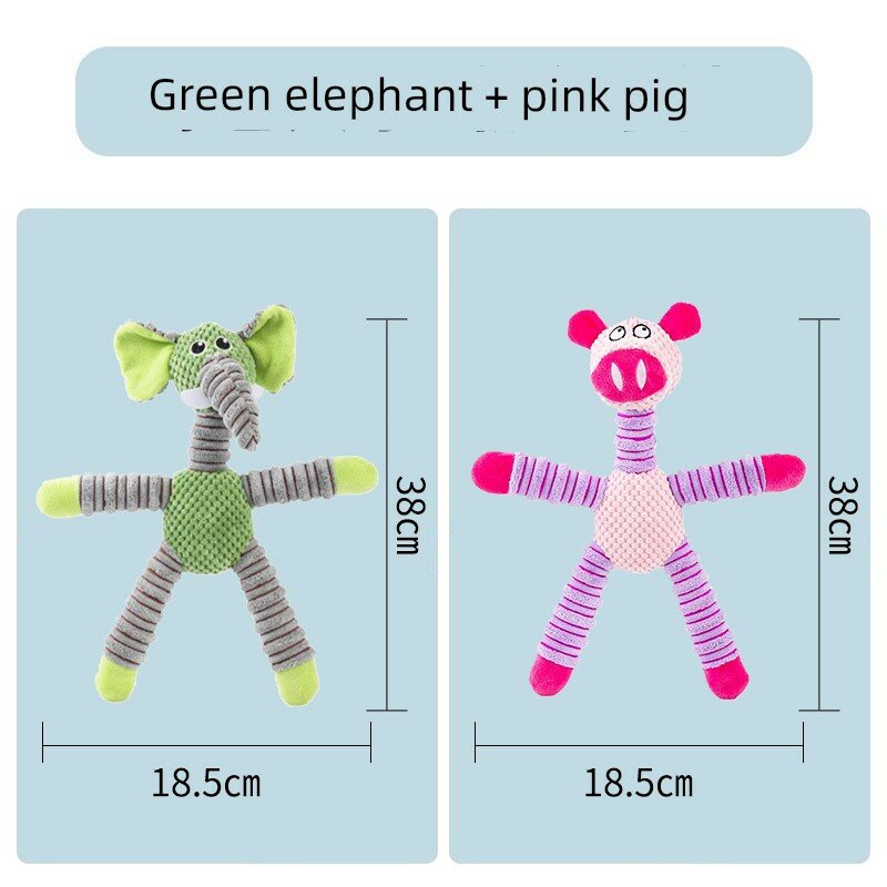 Свистящие игрушки-слон и свинья для собак, устойчивые к грызению, комплект для тренировок и игр