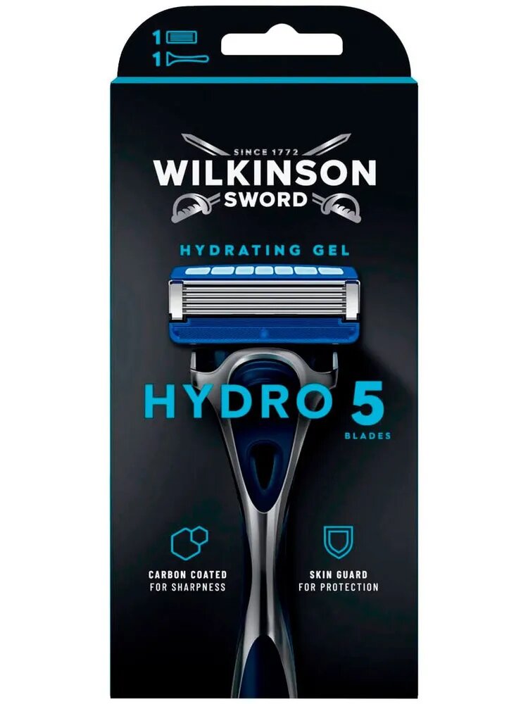 Wilkinson Sword Schick Hydro 5 Sensitive Бритва (1 станок, 4 кассеты), 5 лезвий, механизм флип-триммер
