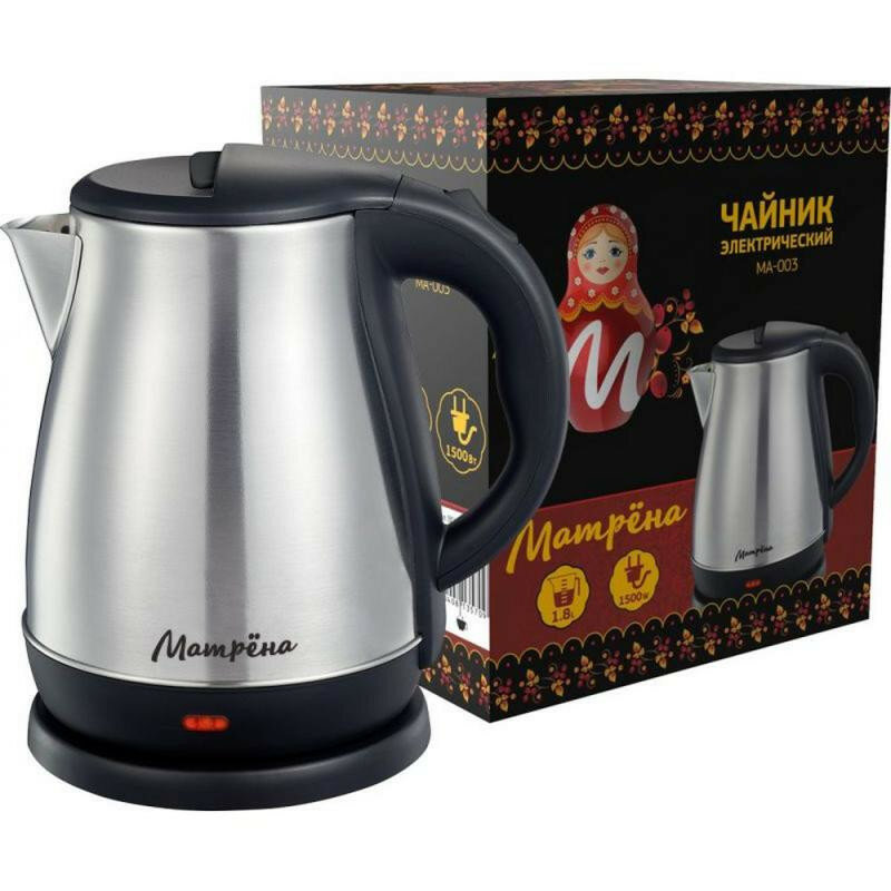 Чайник Матрёна МА-003, 1,7 л, металлический корпус, мощность 1500Вт