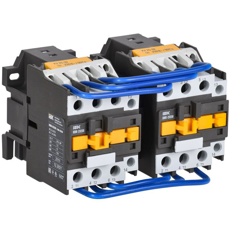 Контактор КМИ-23230 реверс 32А 230В/АС3 2NO, IEK KKM23-032-230-20-1 (1 шт.)