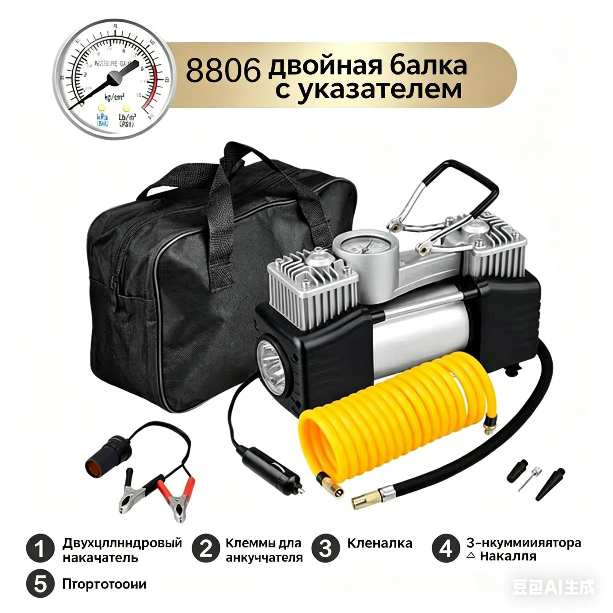 Насос автомобильный BelAK Mistral 75М, для шин, электрический, 12В, 75 л/мин