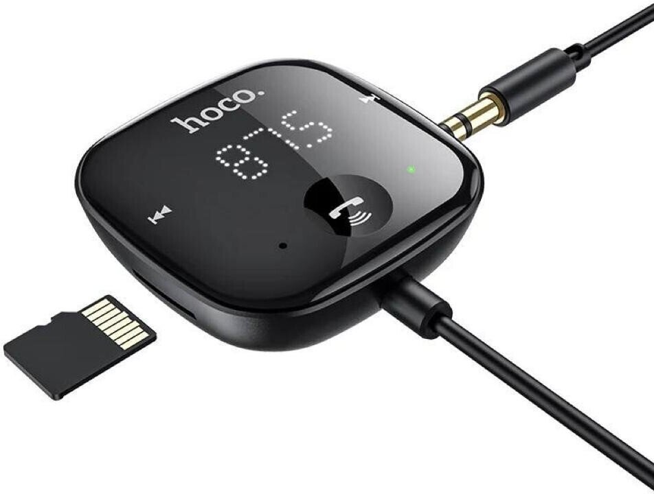 Модулятор FM трансмиттер HOCO E65 FM/TF/AUX 3.5mm/BT V5.0, 1.1m, Черный