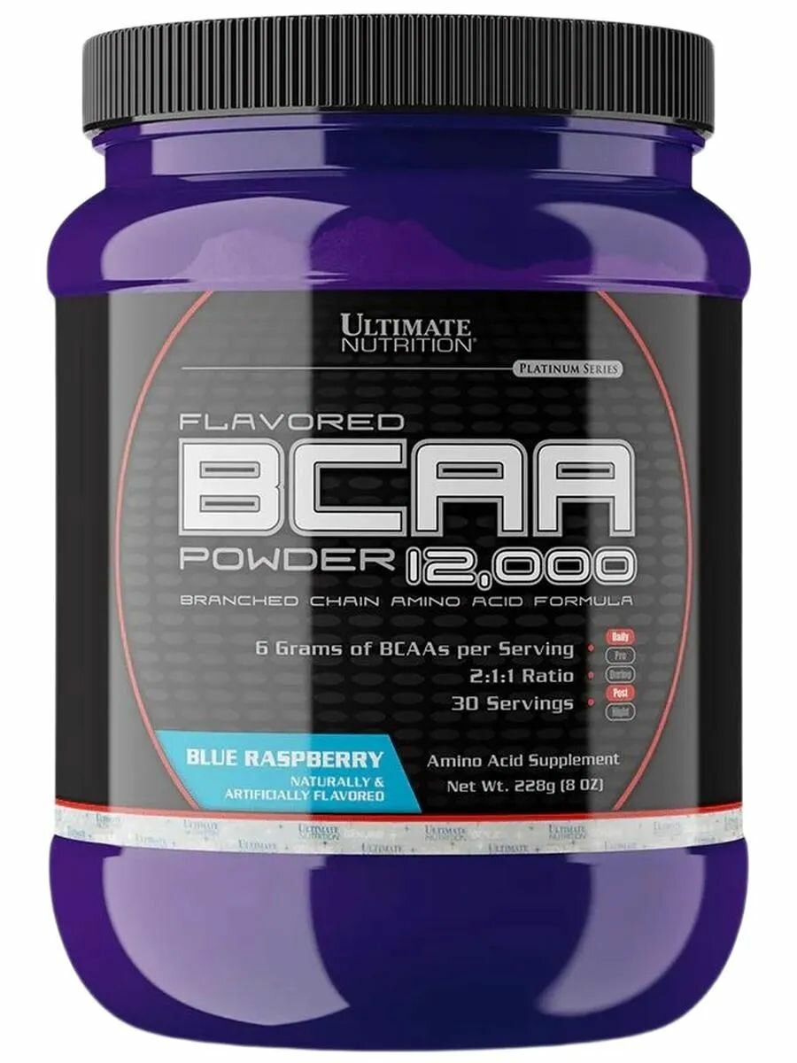 Ultimate Nutrition BCAA Powder 12,000 (228 g) , бсаа , Аминокислоты, Голубая малина