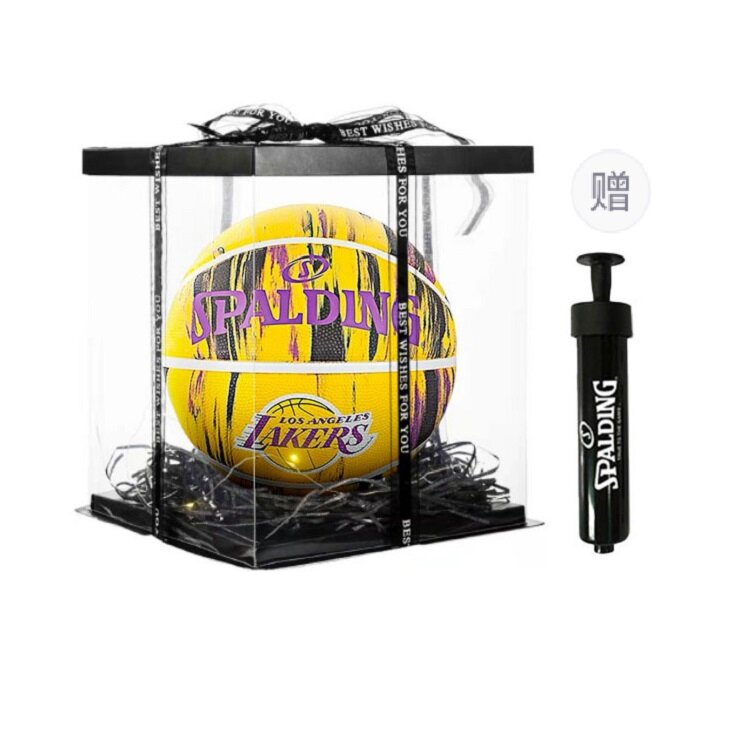 Баскетбольный мяч унисекс SPALDING Marble Collection Rubber Print Yellow Purple Size 7, размер 7