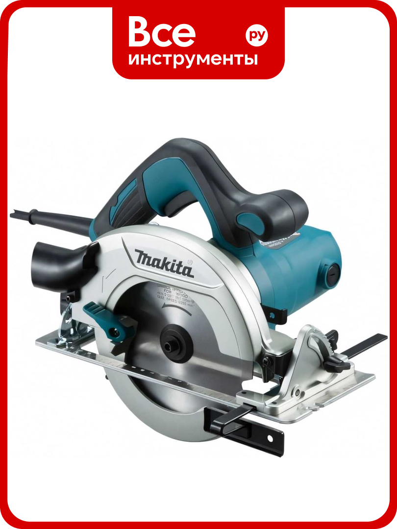 Дисковая пила Makita HS6601J щеточный двигатель, с диском стандартного размера, пылесосный патрубок, под направляющую
