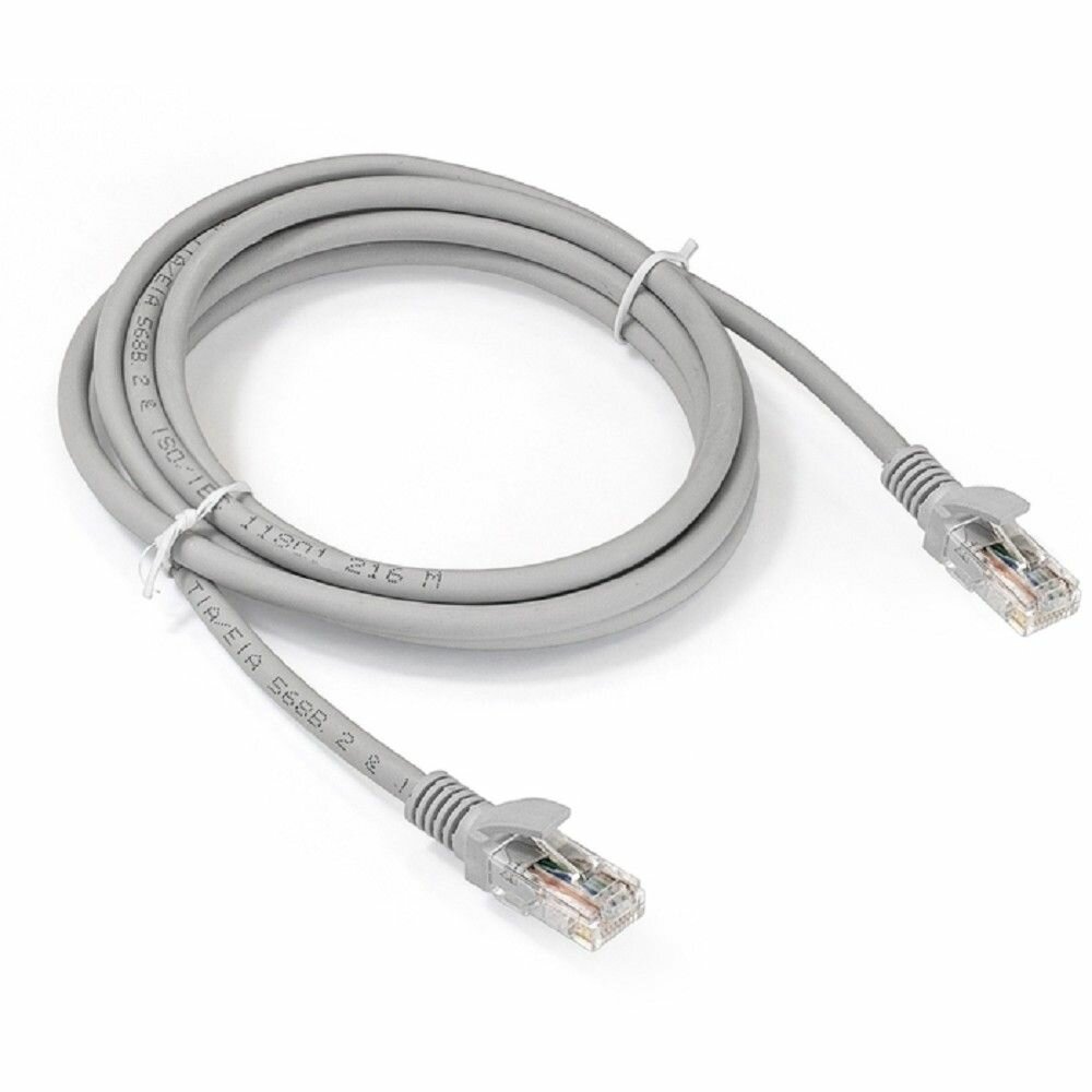 Exegate EX286383RUS Патч-корд ExeGate UTP-RJ45-RJ45-5e-2M-LSZH-GY, UTP, cat.5e, LSZH, 2м, серый