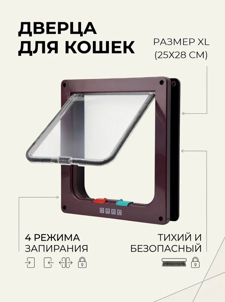 Дверца для животных XL, 25х28см (внутр. 20х22) коричневая