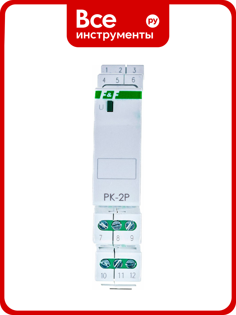 Промежуточное реле F F PK-2P/Un12V EA06.001.006 модульный тип, двойная контактная группа, универсальное AC/DC назначение