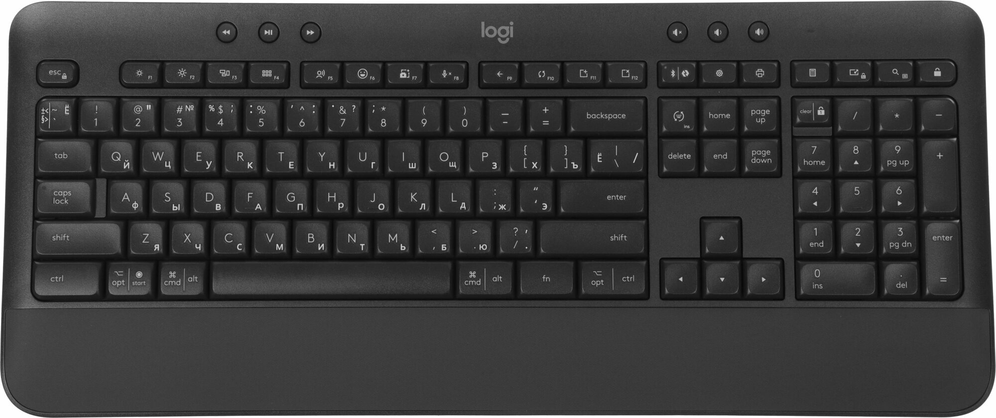 Клавиатура Logitech K650 черный USB беспроводная BT/Radio Multimedia (подставка для запястий) (920-0