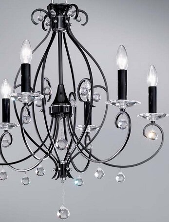 Kolarz Carat люстра, Pury crystal, 5E14, 60W, D66см, H128см, черный