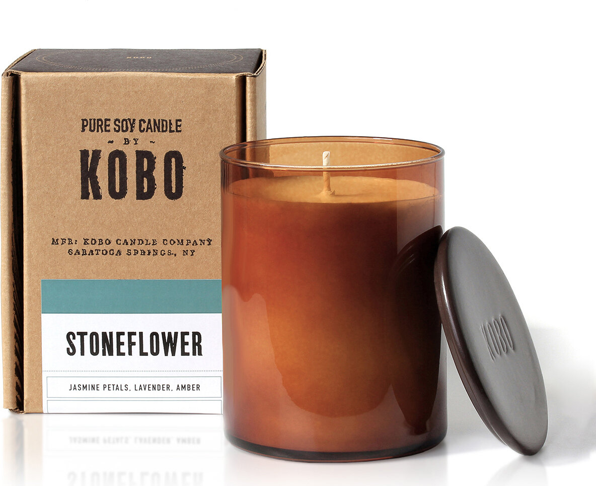 KOBO Candles Большая свеча в стекле Stoneflower Stoneflower Woodblock Candle 30g