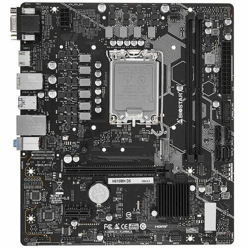 Материнская плата Biostar H610MH D5 - LGA 1700, Intel H610, 2xDDR5-5600 МГц, 1xPCI-Ex16, 1xM.2, Micro-ATX