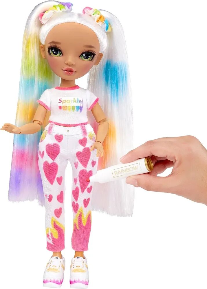 Куклы Rainbow High Doll Color Create for Coloring - кукла Рейнбоу Хай с Зелеными глазами и Двумя Хвостиками 500407