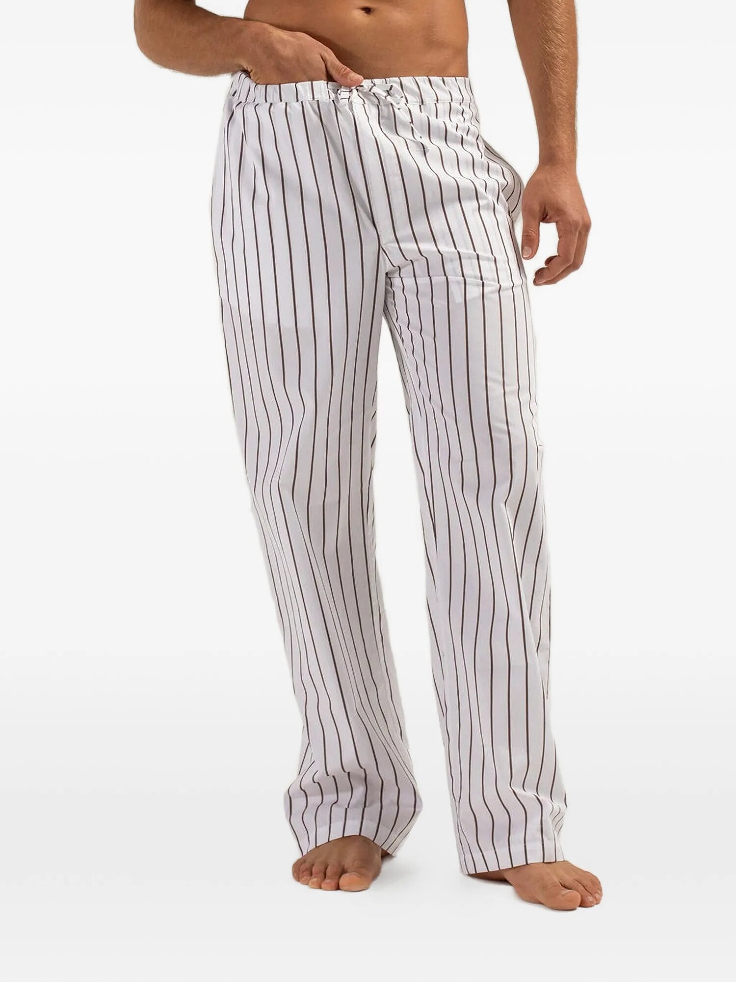 Брюки MOSSO Striped drawstring-waist trousers, размер 52, бежевый/белый — фото 1