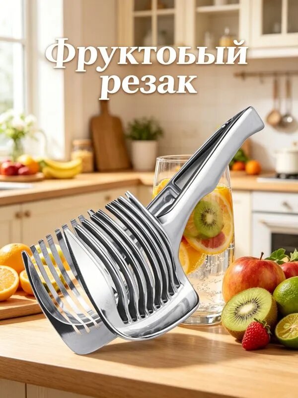 Ручной слайсер для кухни, нержавеющая сталь, для фруктов и овощей (апельсин, лимон, помидор, лук), 1 шт