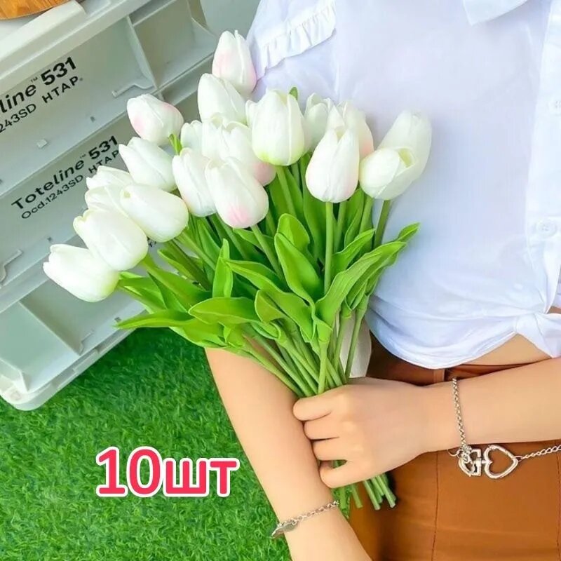 Стабилизированные цветы Тюльпан, 34 см, 10 шт