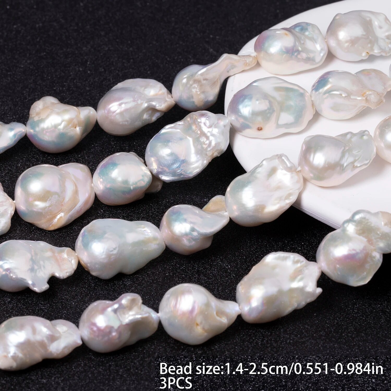 Бусины из пресноводного жемчуга, серебряный, type3, 1.4-2.5см, 3шт