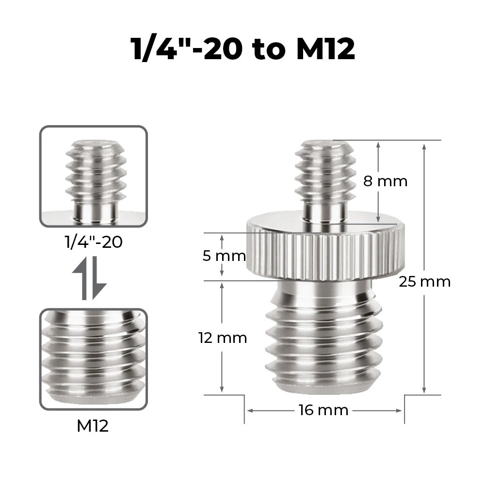 HDRIG переходник для штатива 1/4"-20 на 1/4", 3/8", 5/8", M8, M12