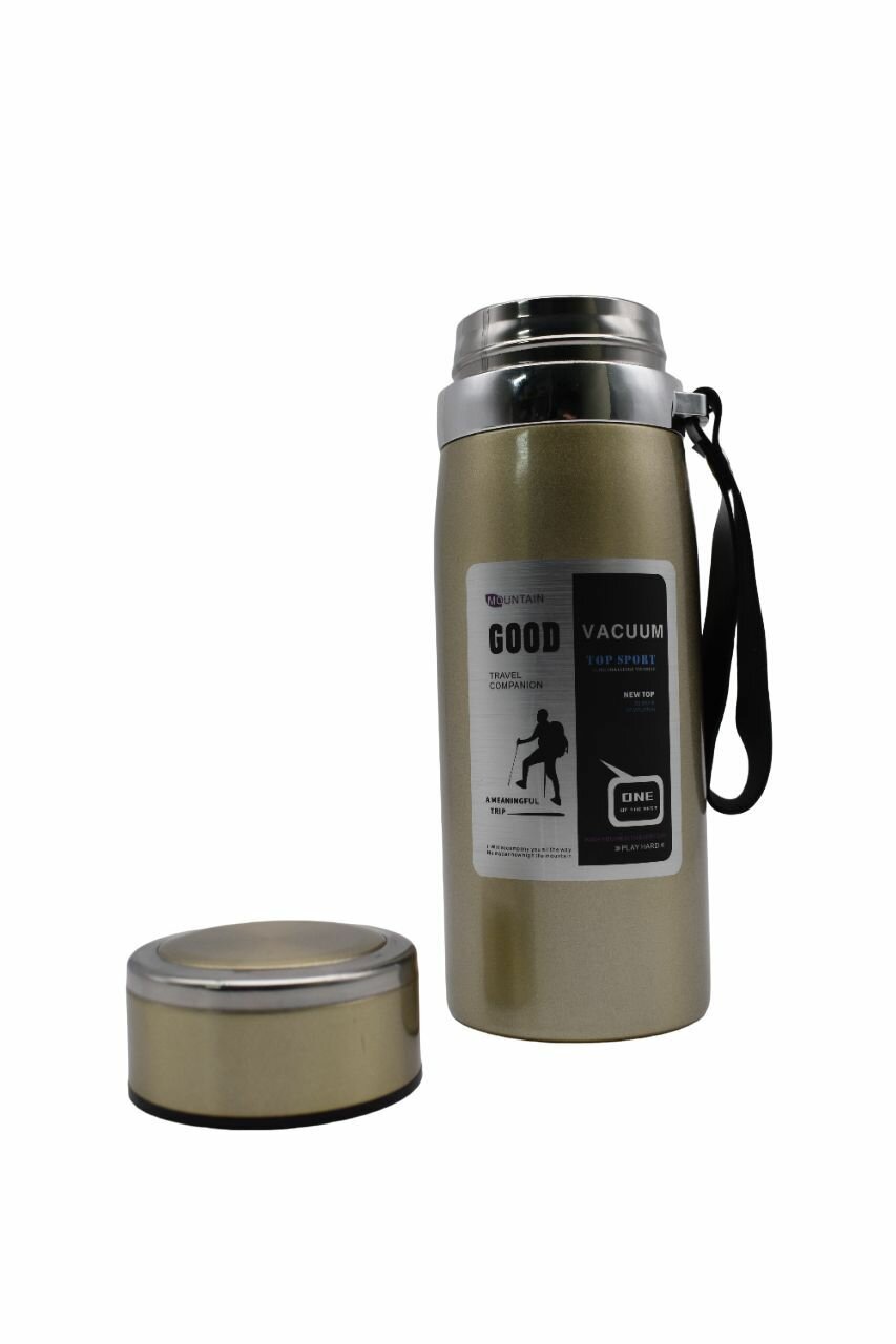 Термос с ударопрочным корпусом, 600ml Gold, сталь 316, VACUUM Top sport