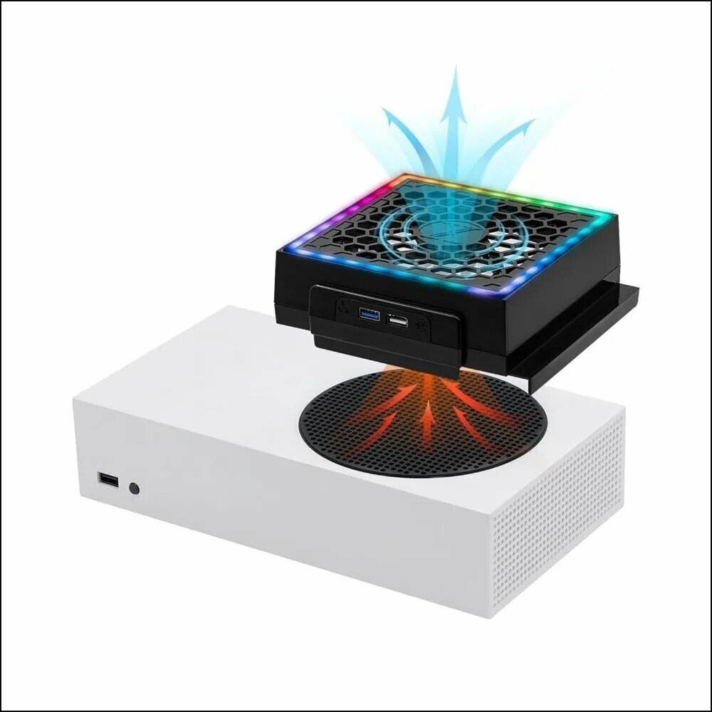 Бесшумный вентилятор охлаждения Xbox Series S с эксклюзивной RGBподсветкой, двумя USBпортами и дисплеем