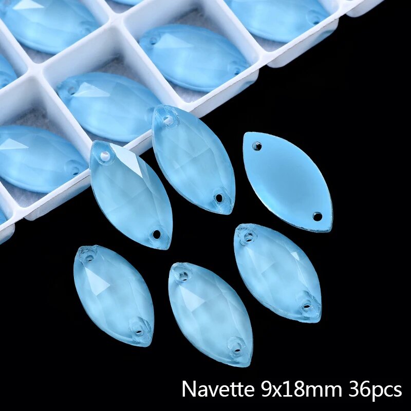 Стразы BOBOHOO ледяного синего цвета Nav. 9x18mm 36pcs