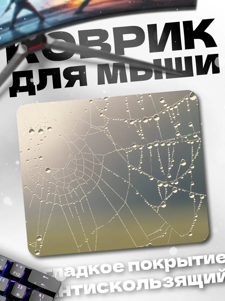 Коврик для мыши паутина с каплями