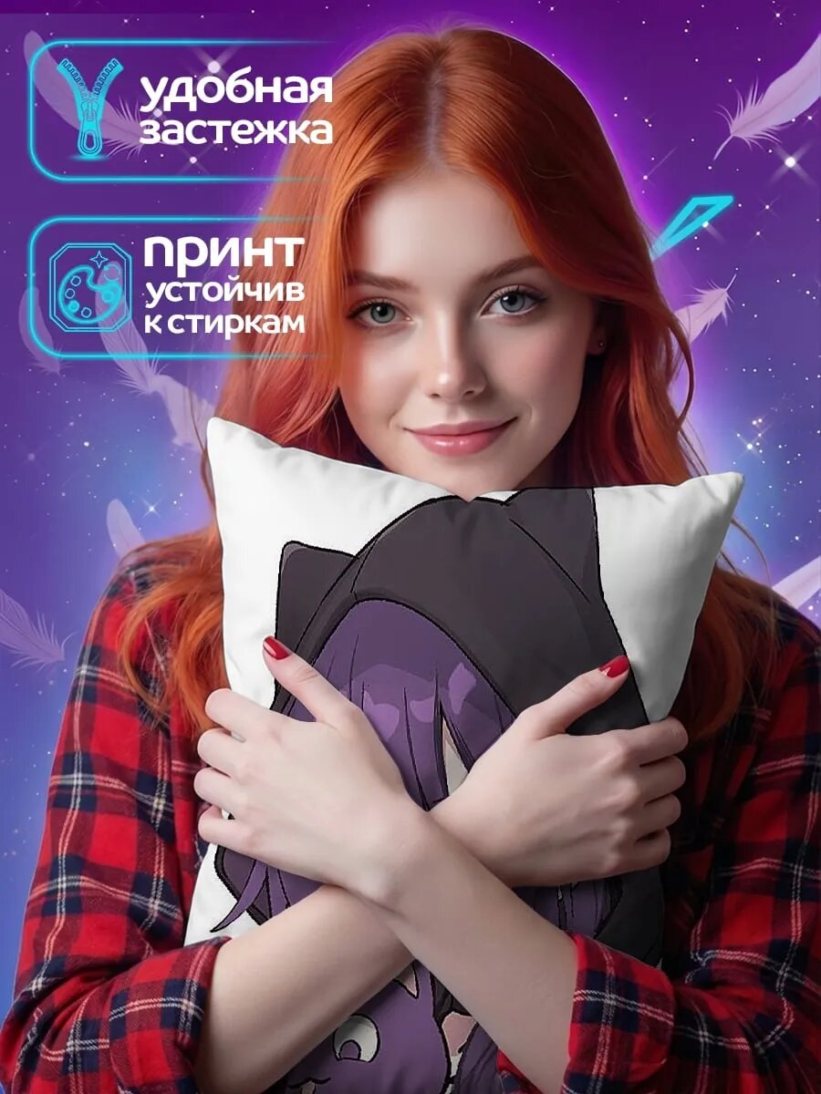 Подушка дакимакура Девушка с кошкой — фото 1