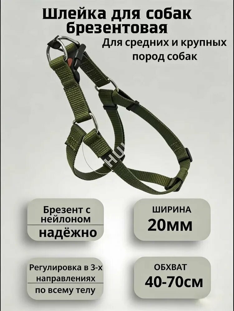 Ремень безопасности, зеленый, 20 мм, подходит для средних и крупных собак