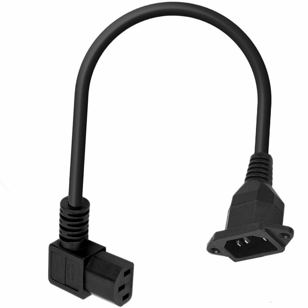 Удлинитель IEC320 C14–C13 с винтовыми отверстиями, угловой, Согните вправо
