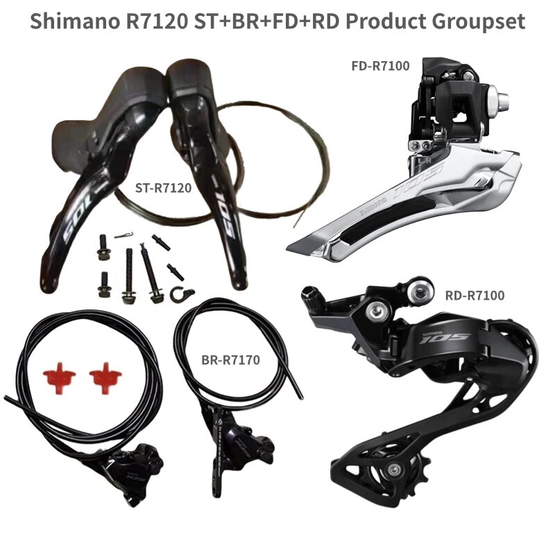 Shimano R7120 Groupset 105 R7120 Гидравлические дисковые тормозные переключатели ROAD Велосипед R7120 R7170 ST + BR + FD + RD Рычаг переключения передач Тормозная передняя задняя часть