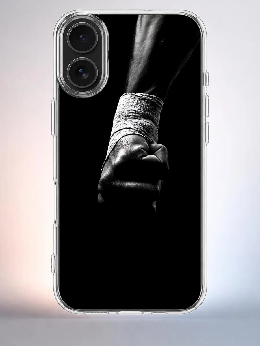 Чехол iPhone 16 боксёрский кулак силиконовый прозрачный