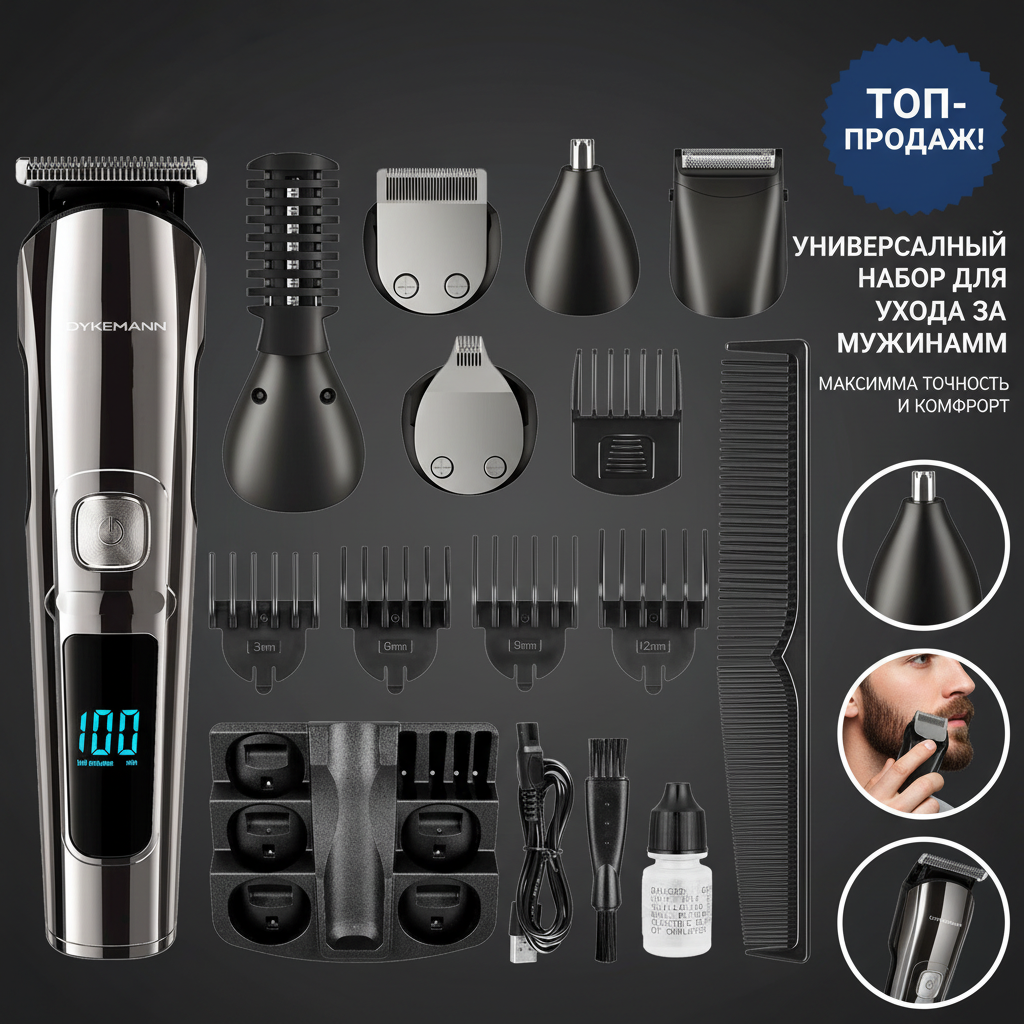 Триммер-бритва для бороды и волос DYKEMANN BARTHAARE GR-24