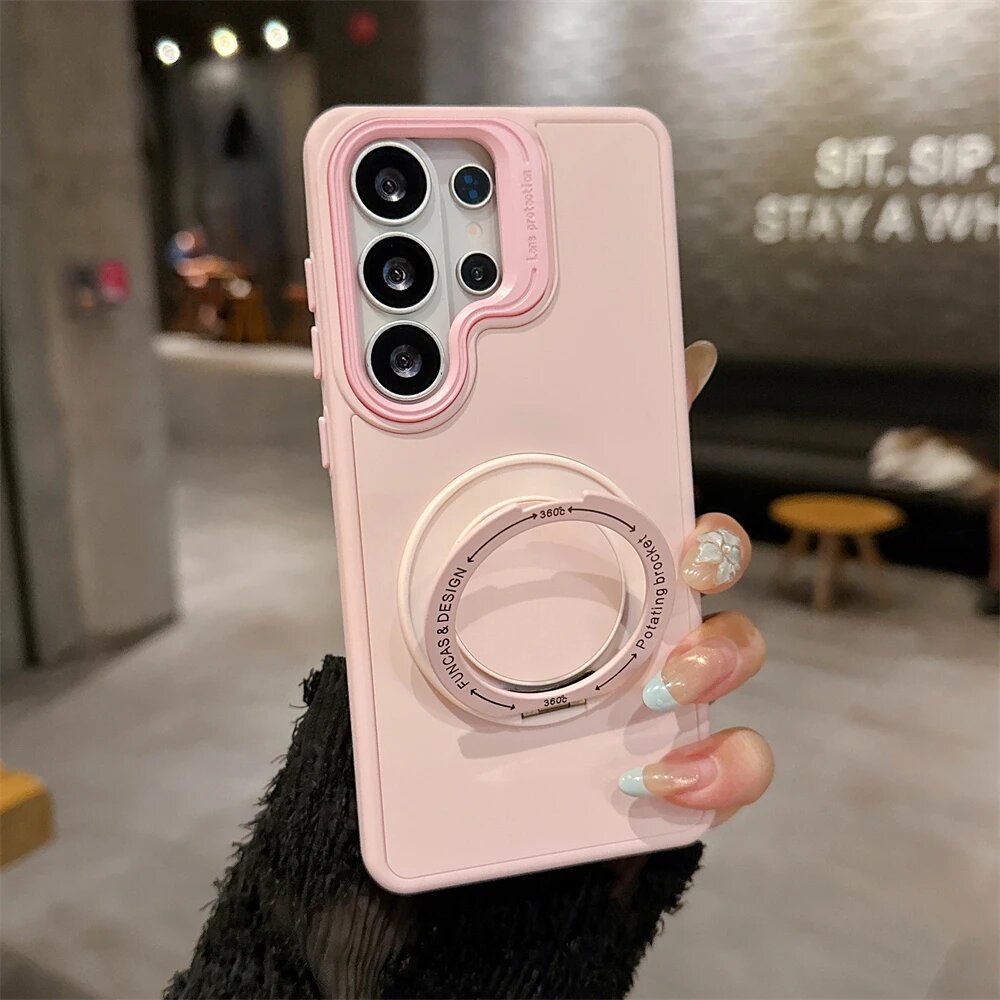 Матовый Магнитный Чехол-подставка Для Samsung S26 Ultra S25 S24 Galaxy S25+, Розовый, Розовый, Pink