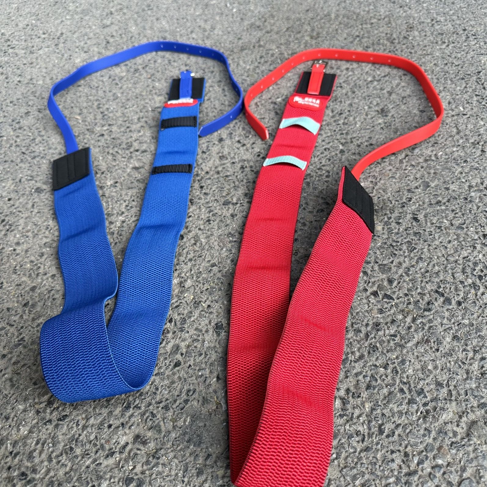 Путлища эластичные Y-образные двухслойные с липучкой Velcro, синие, ширина 5 см