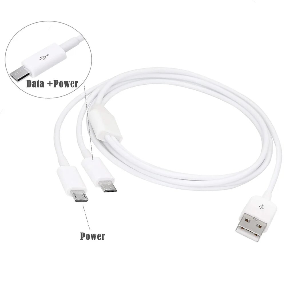 Разветвитель Micro USB 2 порта, белый, 25cm
