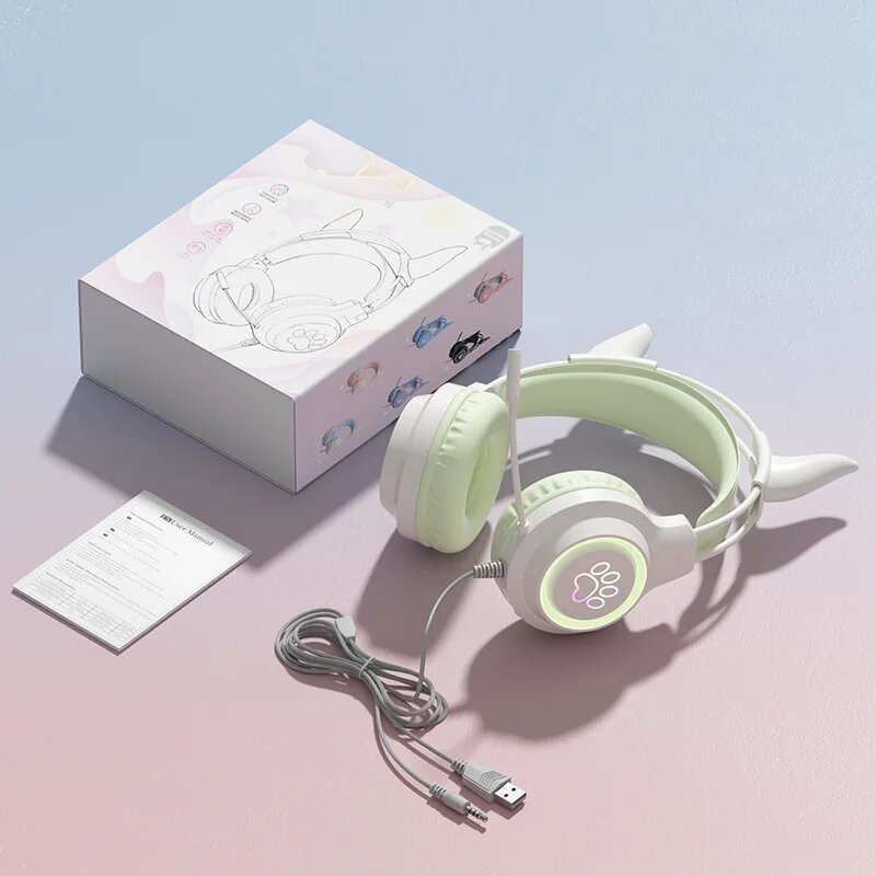 LGOODVIN SY-G35 проводные игровые наушники с ушками кошки SY-G35 Magic Ear Gre