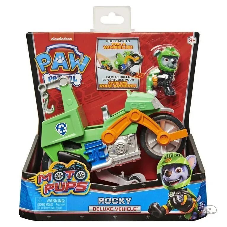 Paw Patrol Собачий патруль, Moto Pups Wildcat Deluxe Откатной мотоцикл с колесами и игрушечной фигуркой