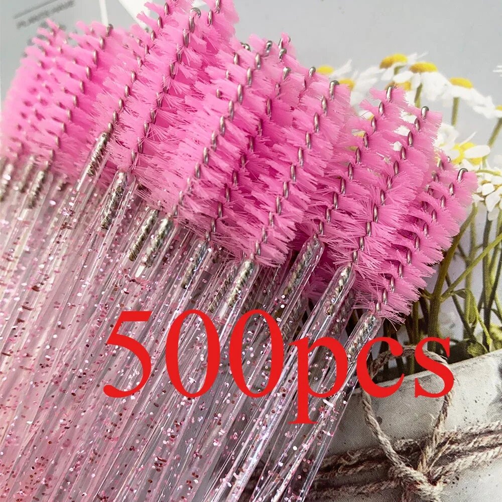 Кисти для ресниц и бровей Mollie Lipper 500 шт. 500pcsCrystalPink