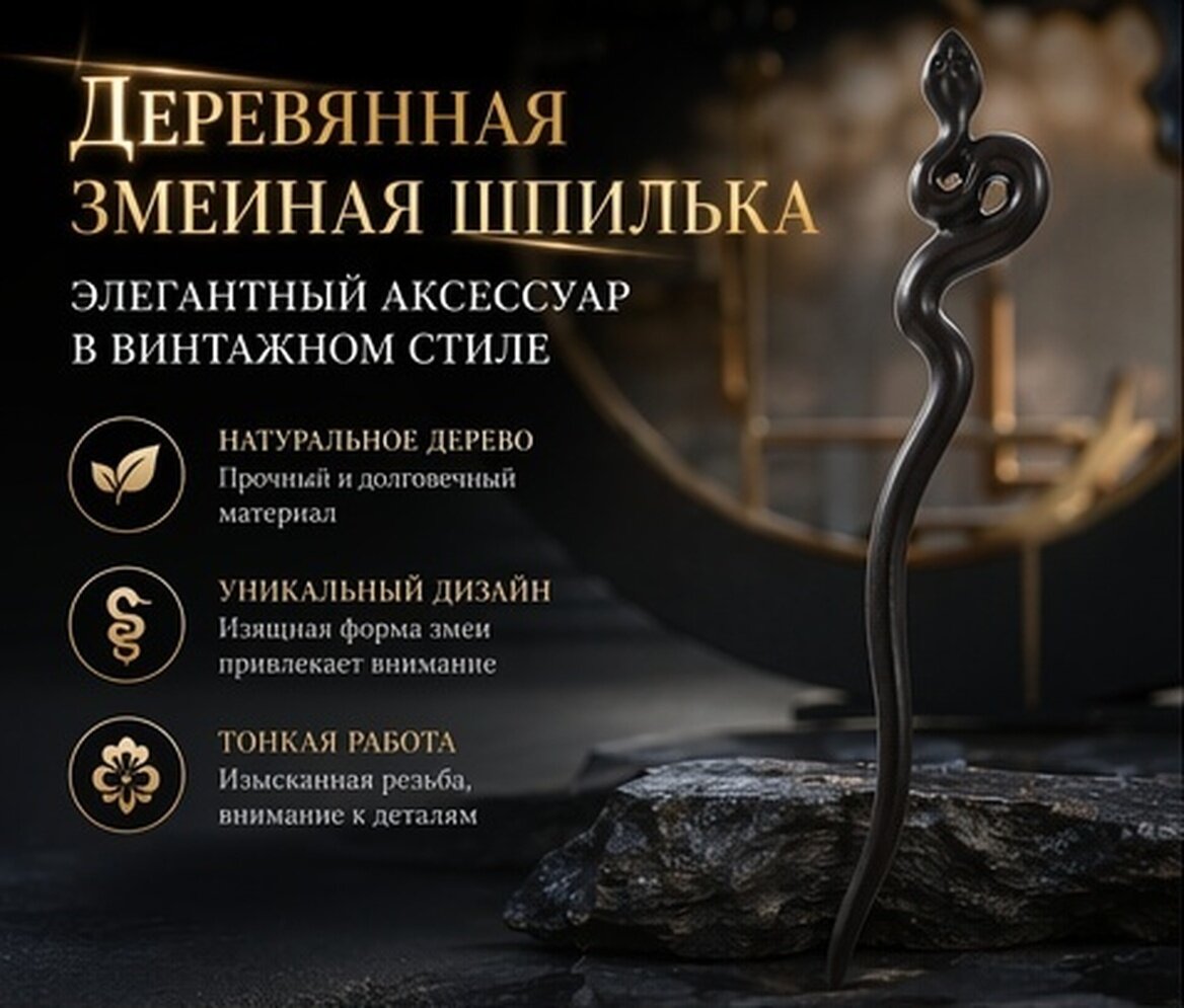 Традиционное hair jewellery, прочный деревянный аксессуар для создания прически, 1 шт, 17.80X2.70X0.80CM