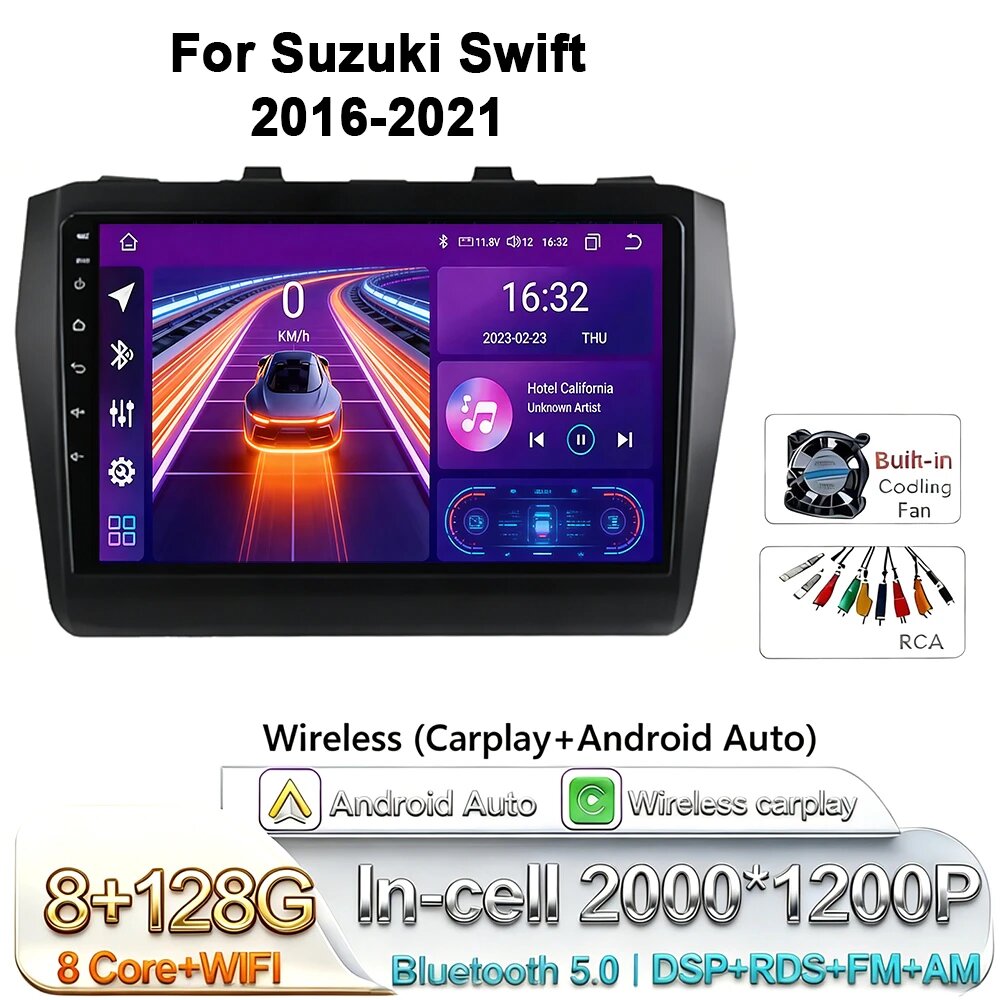 Автомагнитола Android 17 с Carplay для Suzuki Swift 2016-2022, GPS-навигация, V5 8G-128G