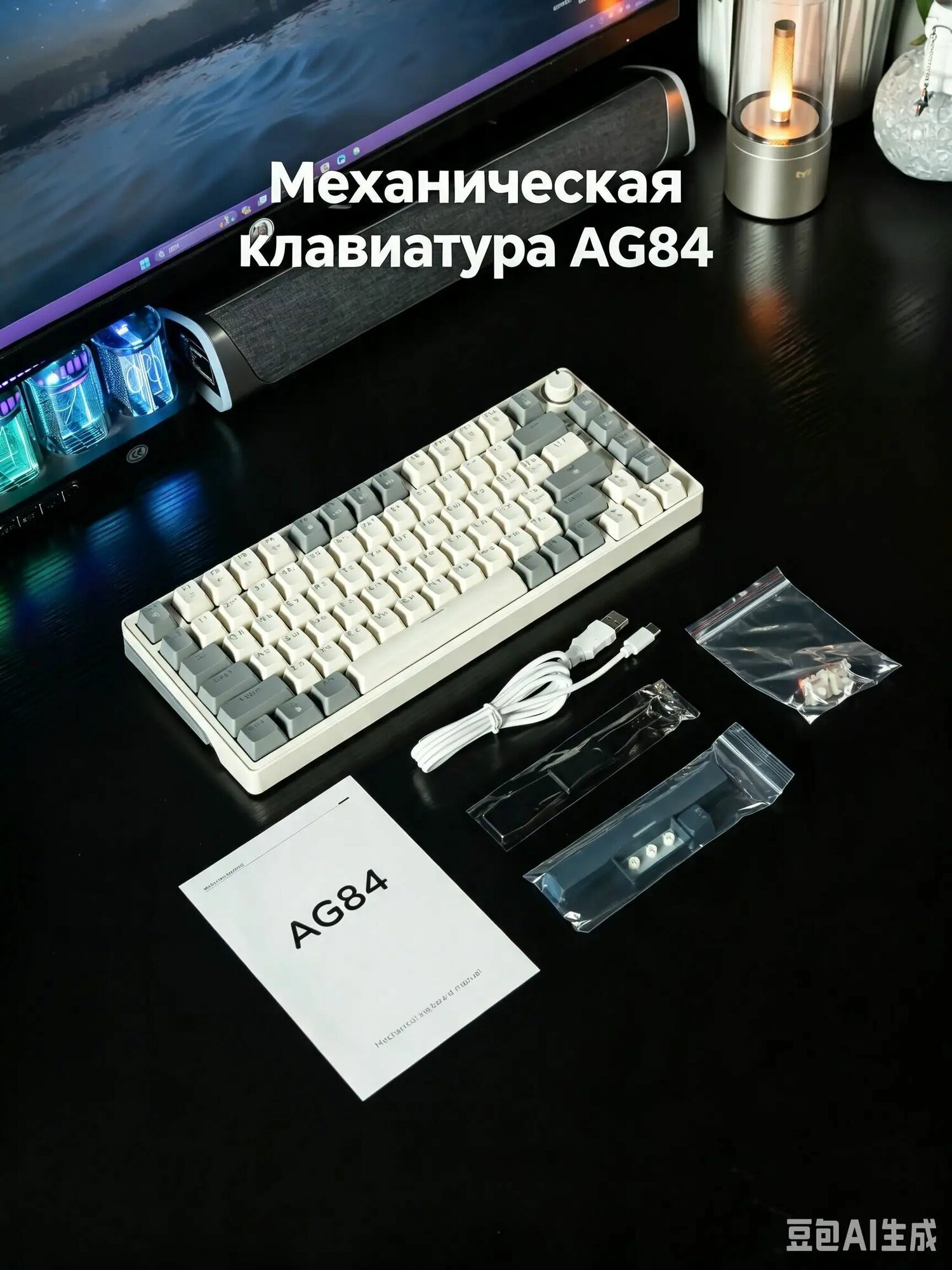 AG84, кабельная игровая клавиатура, механическая клавиатура, красный шток, RGB-подсветка-ml