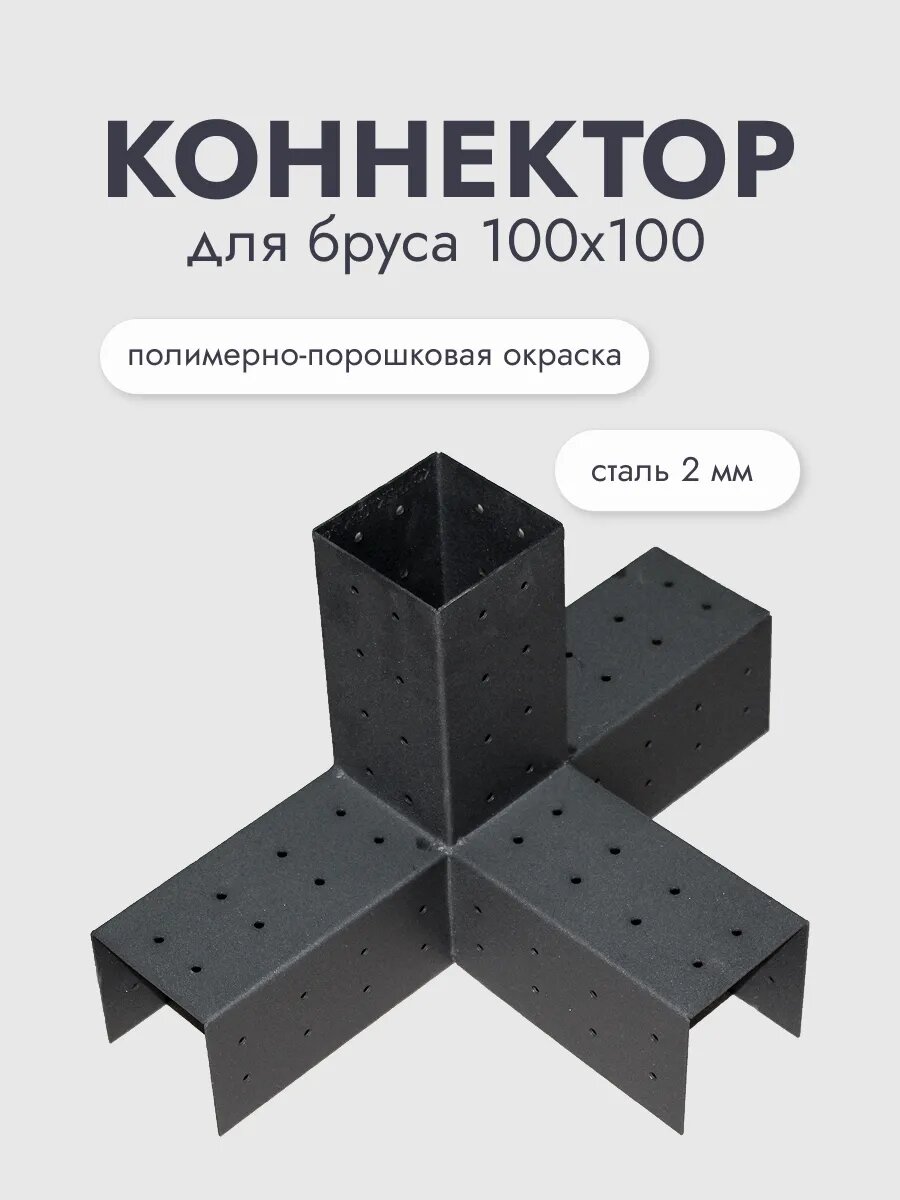 Кронштейн-коннектор четверной открытый под брус 100*100