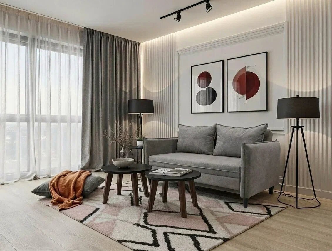 Раскладной диван "Спенсер-Мини" ДиванРус, 120*82 см, аккордеон, матовый велюр, серый