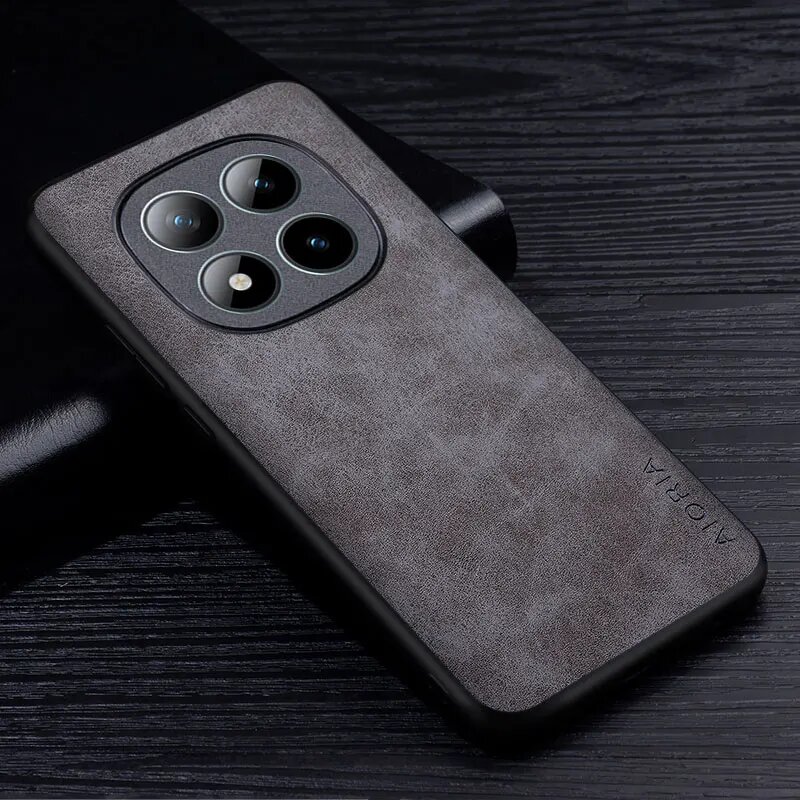 Премиальный чехол из искусственной кожи для Redmi Note 15 Pro Plus 4G Серый, Gray, Redmi Note 15 4G
