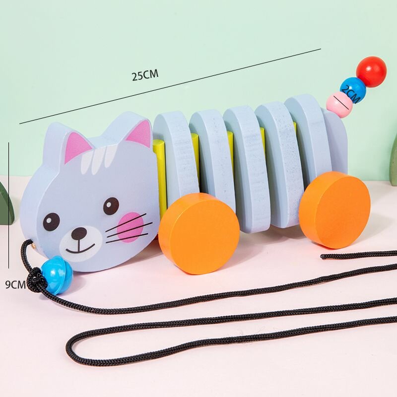 Детская игрушка-каталка в виде животного: щенок, крокодил, детская каталка, игрушка на шнурке для обучения ходьбе.