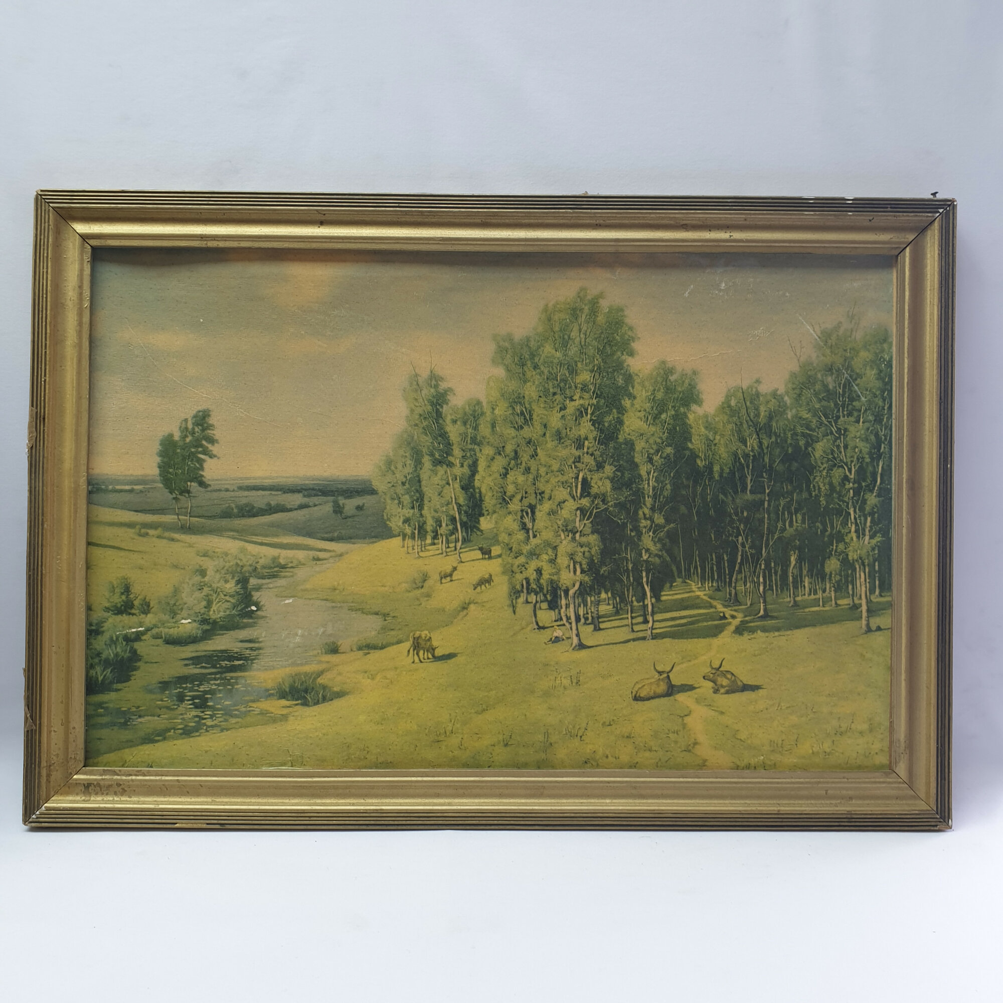 Винтажная репродукция В. Орловский Летний день, печать, следы времени 52х72 см. СССР.