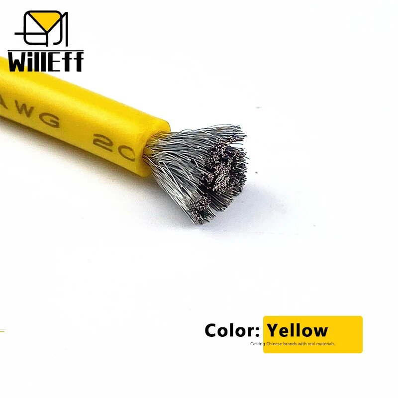 Силиконовый кабель провод луженный 8AWG-20AWG красный синий 22 AWG - 1.7mm, Yellow, 5m