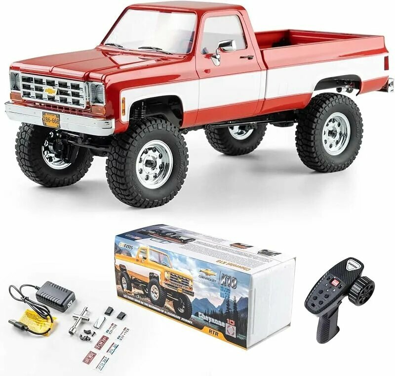 1/18 Chevrolet K10 RC Truck, официально лицензированный 2-скоростной полноприводный RC Crawler со светодиодной подсветкой, внедорожная RC-модель для взрослых (красный)