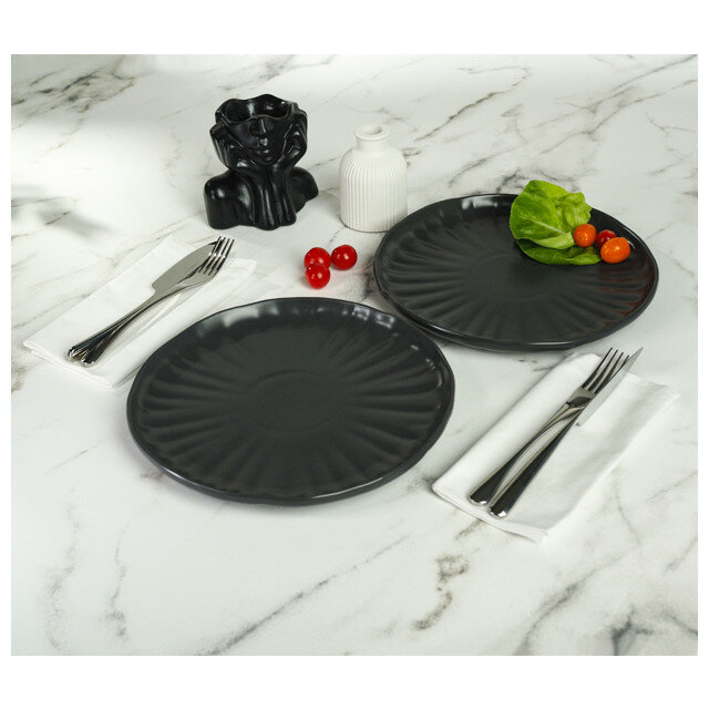 Набор тарелок STENOVA HOME Lotus 2шт. 26см обеденные фарфор черный